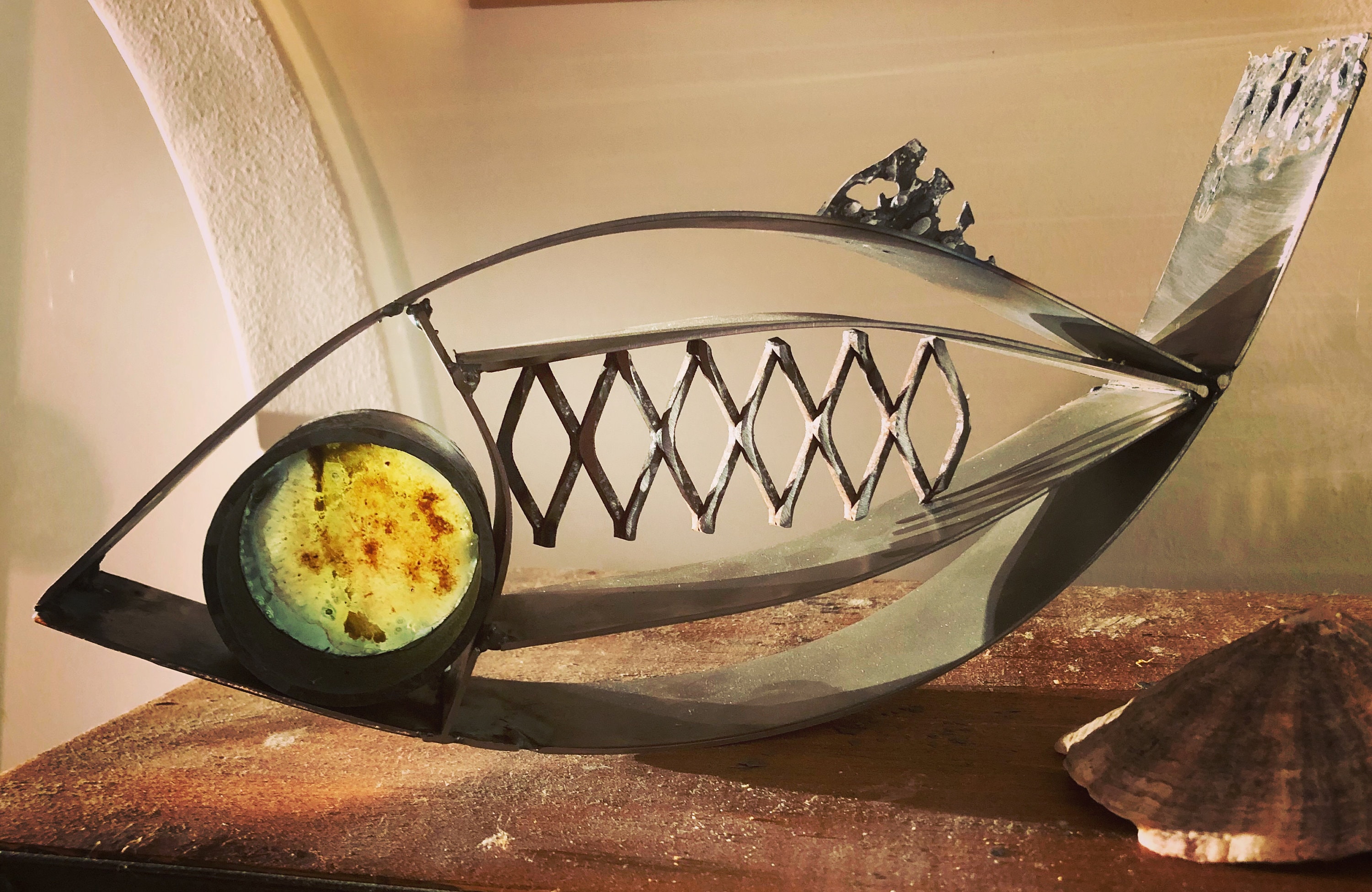 Glass and Iron Fish. Sculpture - Etsy