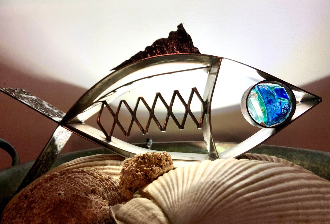 Glass and Iron Fish. Sculpture - Etsy
