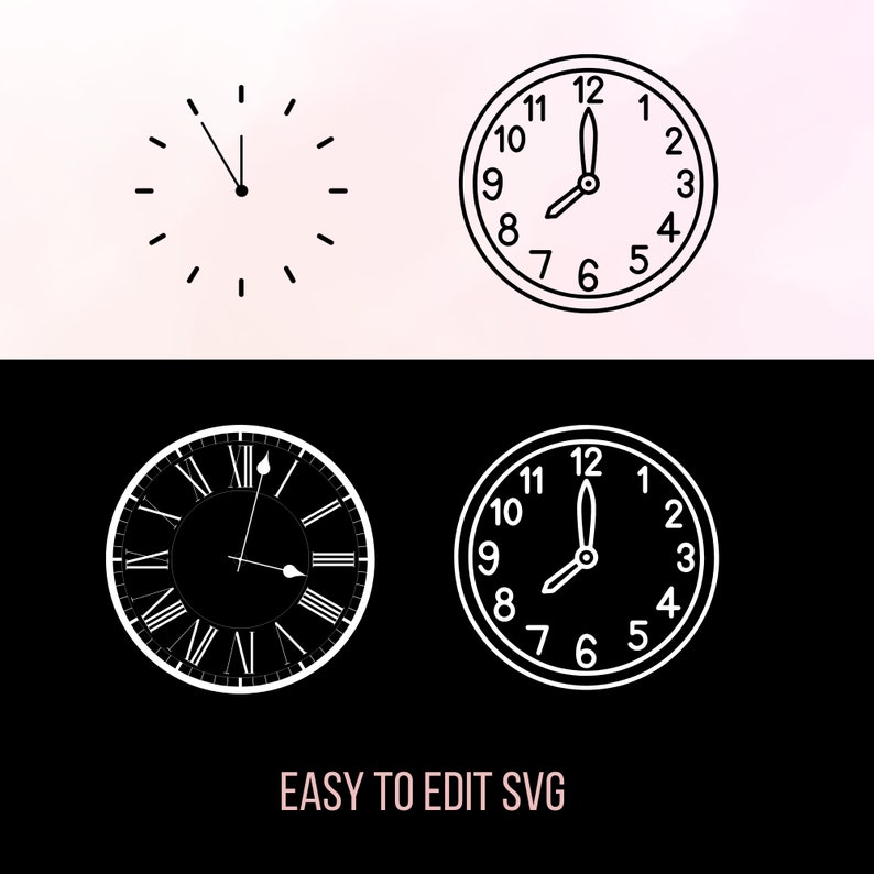 Clock SVG Vector, Clock PNG, Clock Face, Face Stencil Clock Cut Files ...