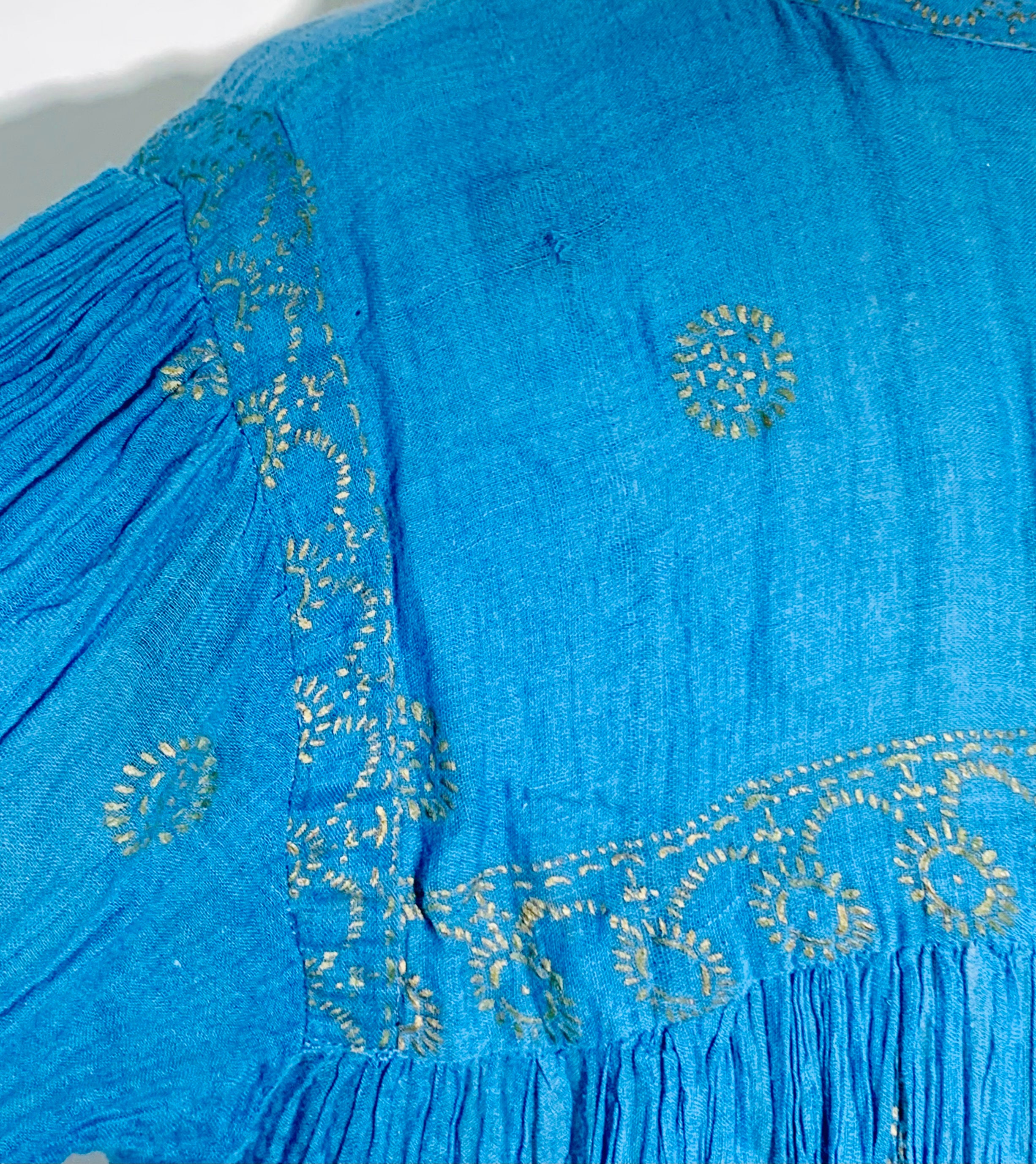 1970s Indian Gauze Dress Gold Stamp - Etsy