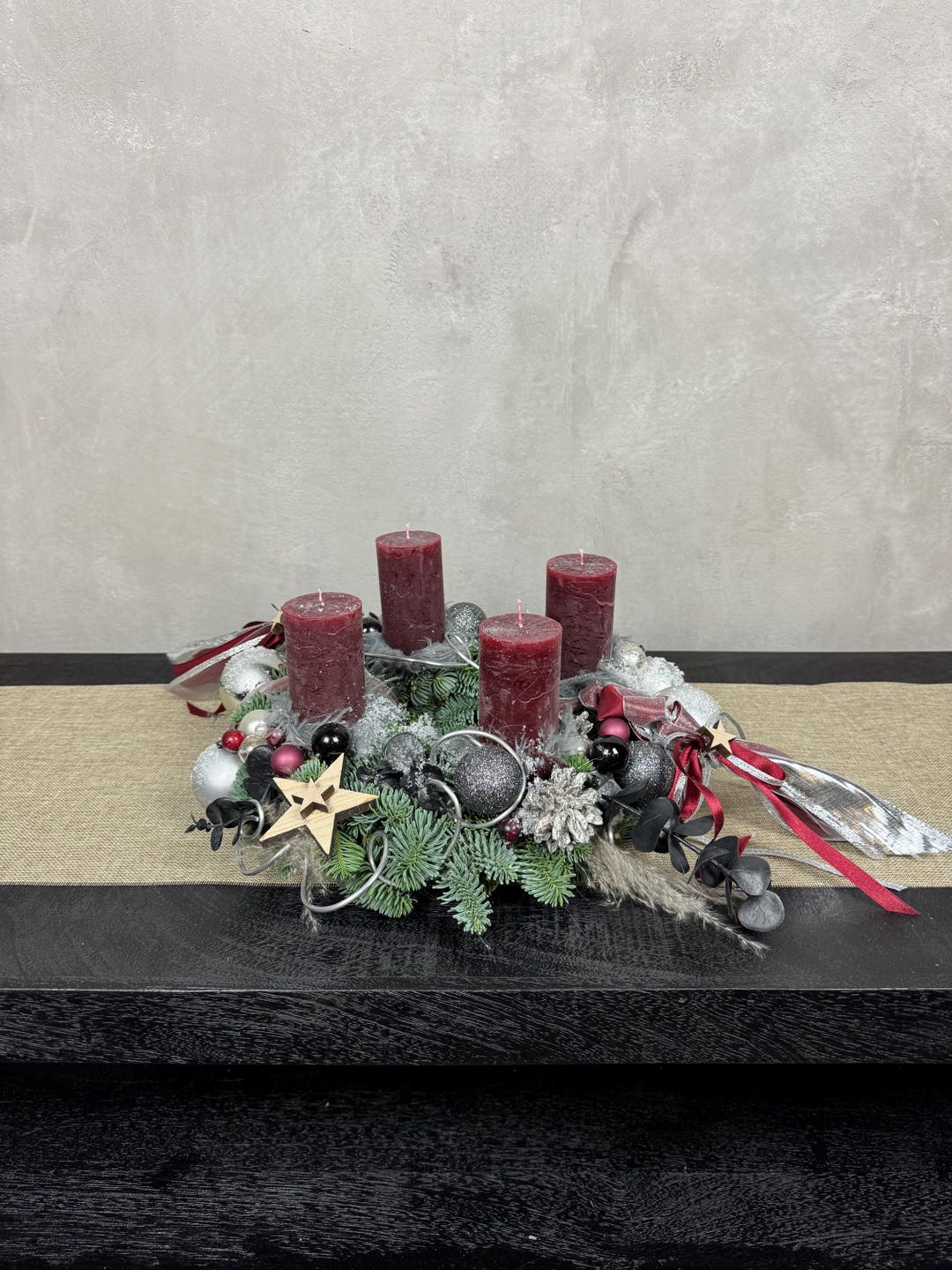 Advent Wreath Made From Genuine Nobilis Fir Branches With Rustic ...