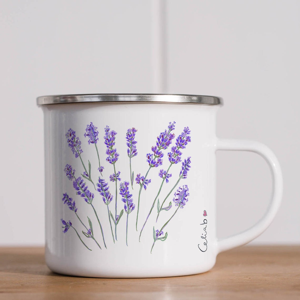 Lavender Enamel Mug & Balmoral China Mug. Scandi Style Flower Mugs Are ...