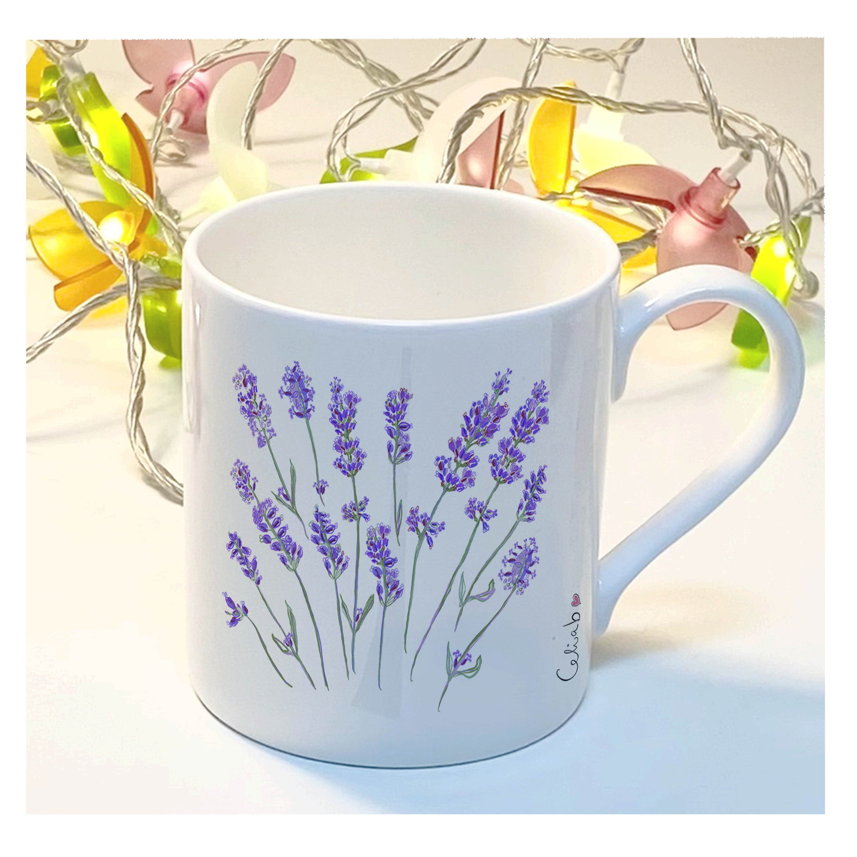 Lavender Enamel Mug & Balmoral China Mug. Scandi Style Flower Mugs Are ...