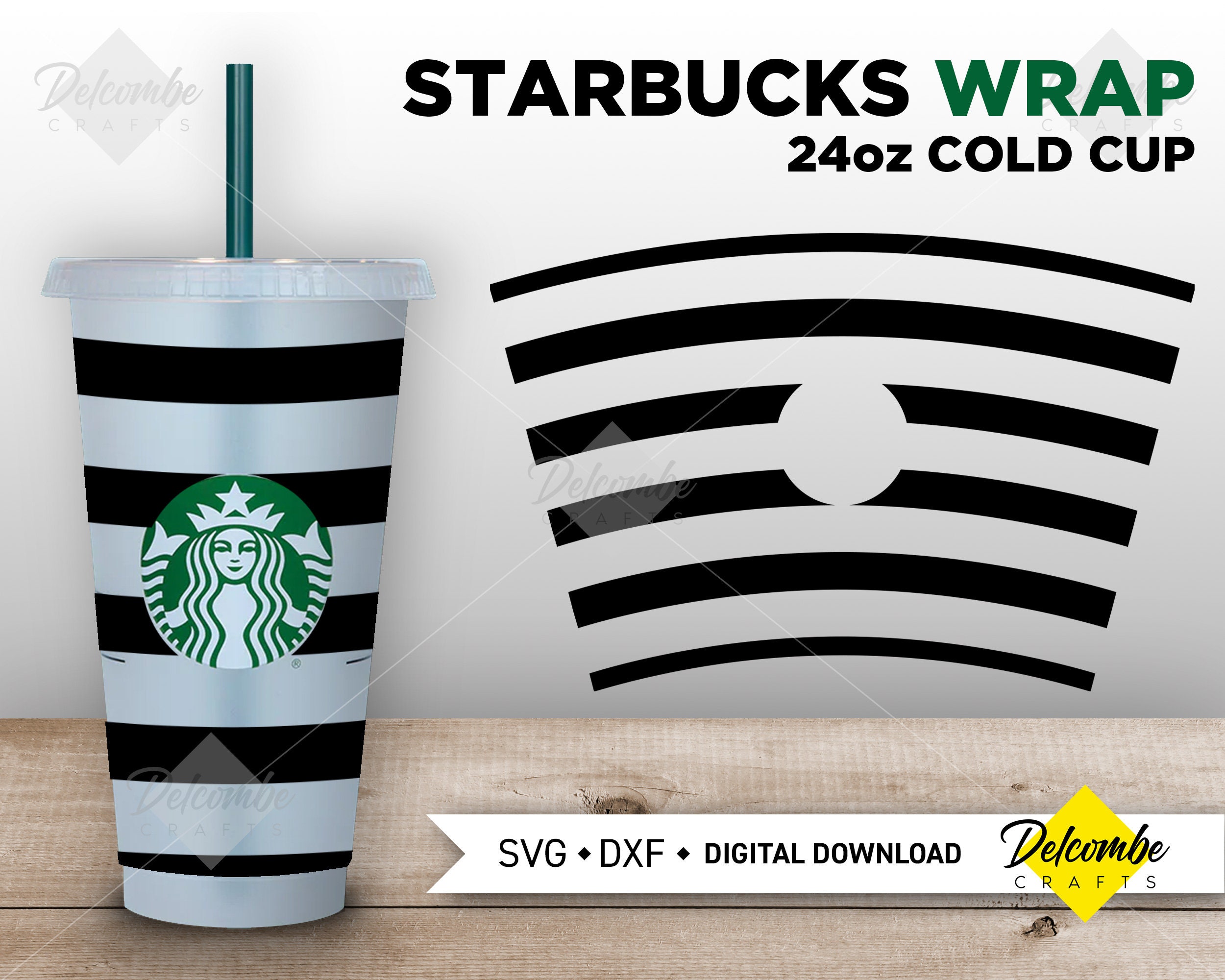 Starbucks 24oz Cold Cup Full Wrap - Horizontal Stripes Pattern ...