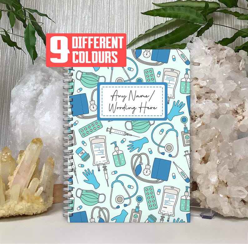 Personalised Nurse / Doctor Notebook: A5 Wirebound Softback, Custom ...