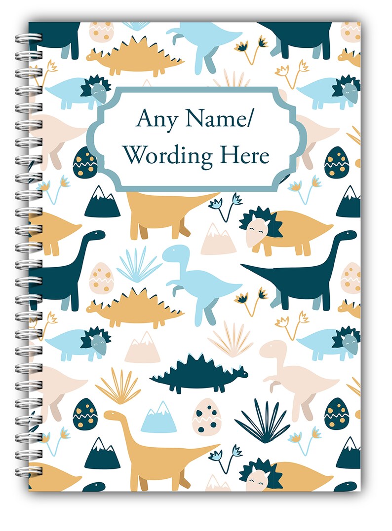 Personalised Dinosaur Notebook: A5 Wirebound Dino Softback, Custom Name ...