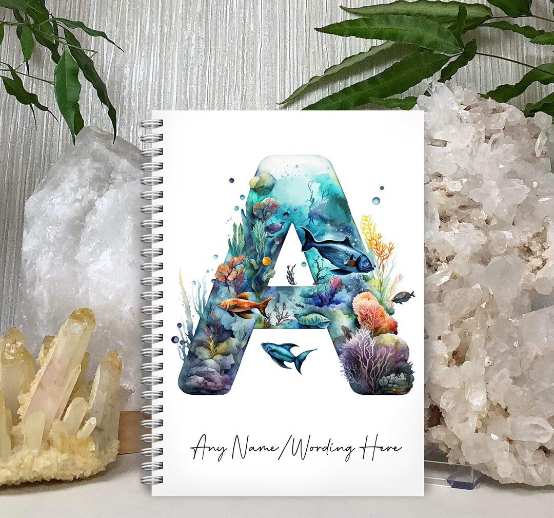 Personalised A5 Notebook Notepad Wirebound Softbacked Ocean, Sea, Fish ...