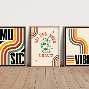 6 Retro Music Poster, Wall Art Print Set, Trendy 80s, 90s Music Wall ...