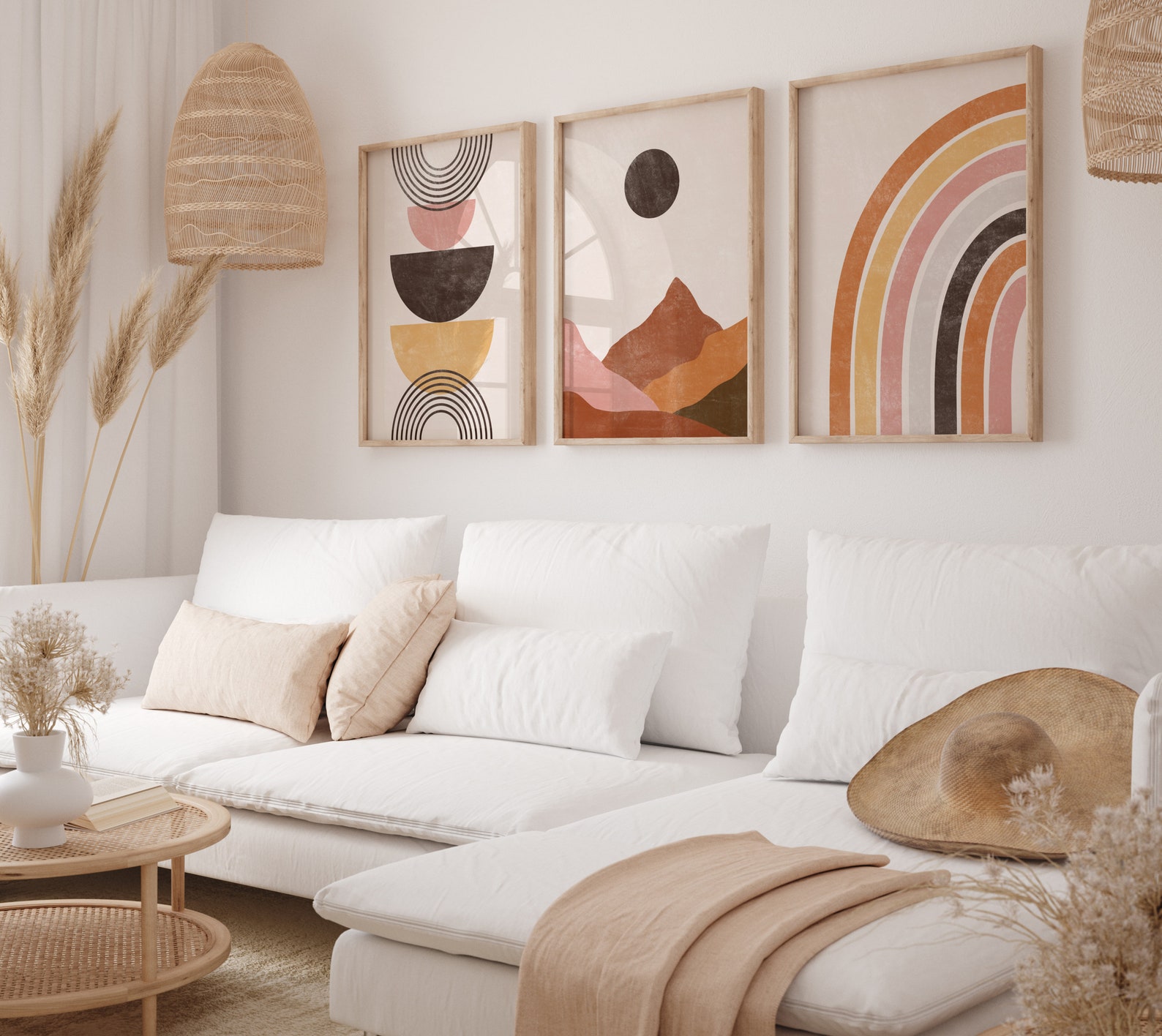 3 Boho Digital Download Art Set Abstract Bohemian - Etsy