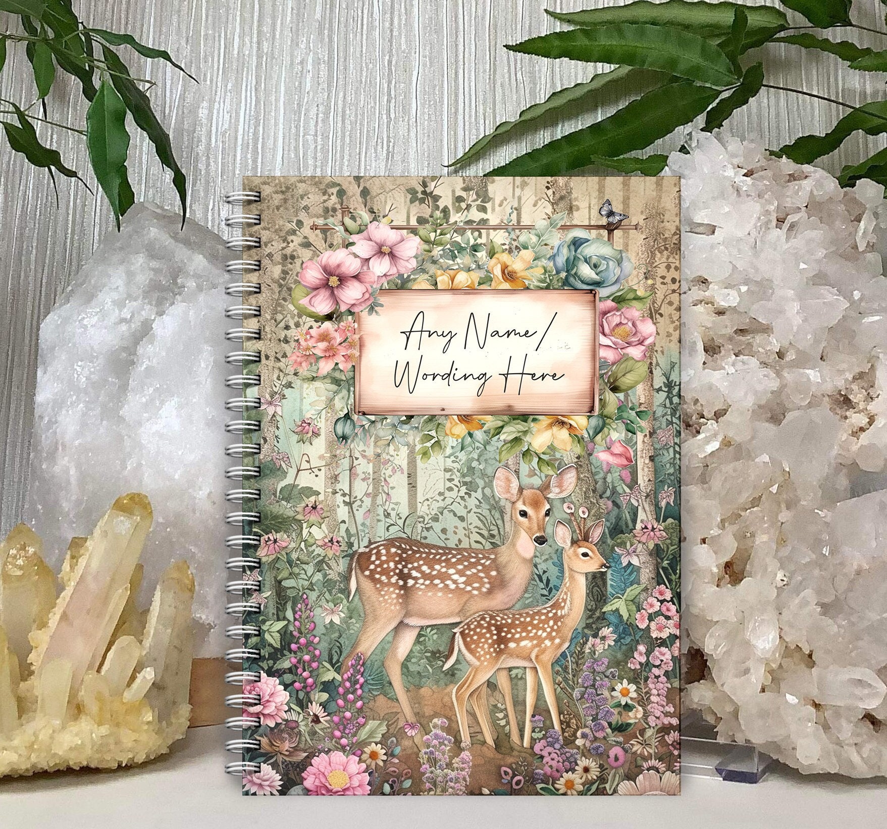 Personalised Floral Deer Notebook: Whimsical Forest. Custom Name ...