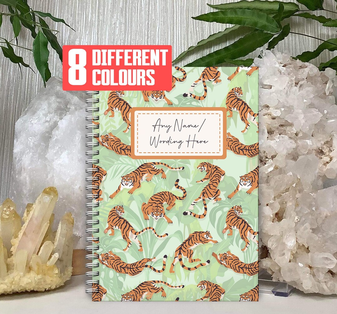 Personalized Tiger Jungle A5 Notebook: Botanical Wirebound Softback ...