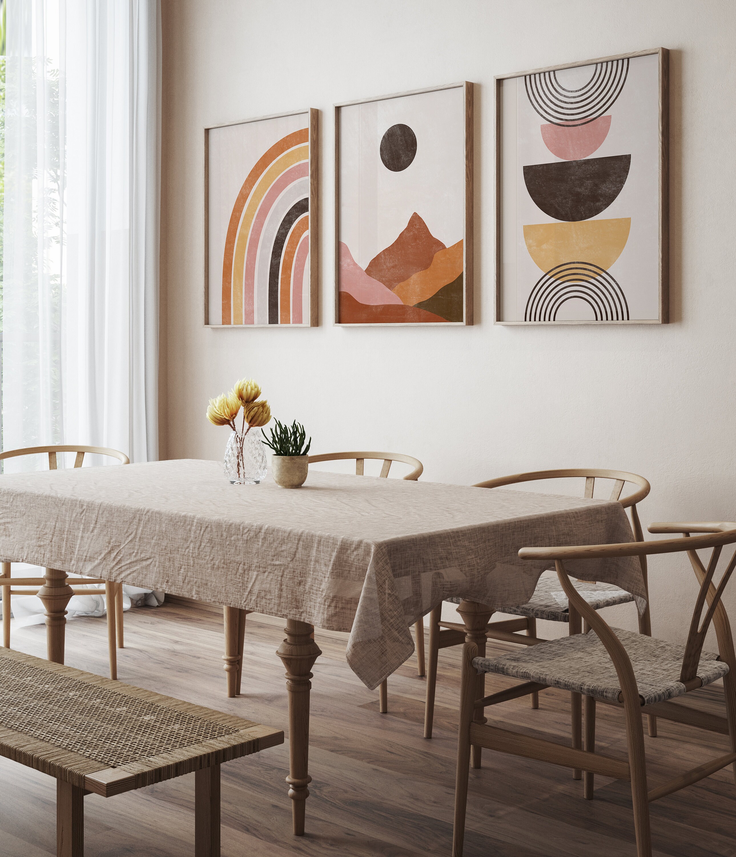 3 Boho Digital Download Art Set Abstract Bohemian - Etsy