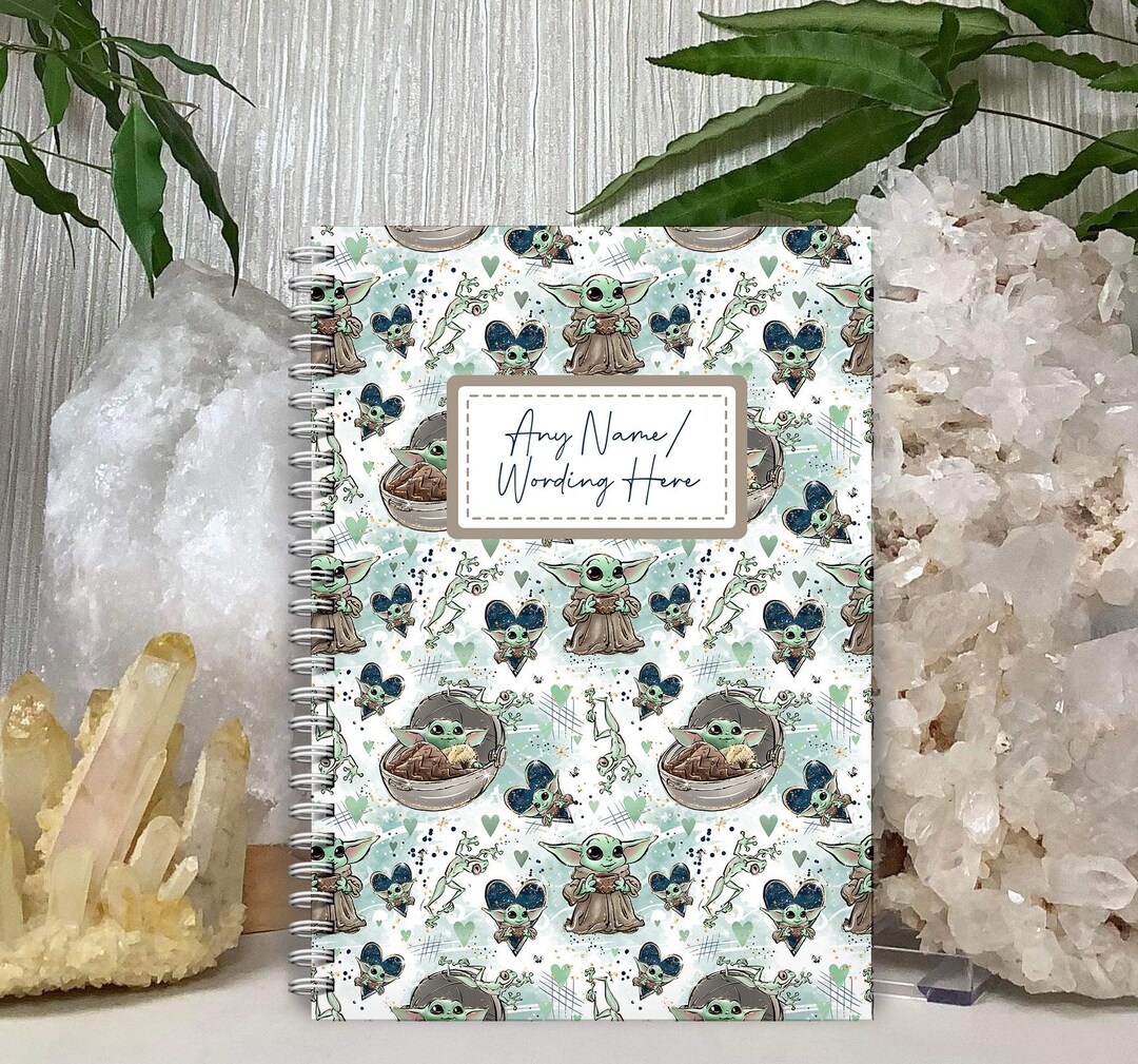 Personalised A5 Baby Yoda Notebook. Custom Name Grogu Notepad, Star ...
