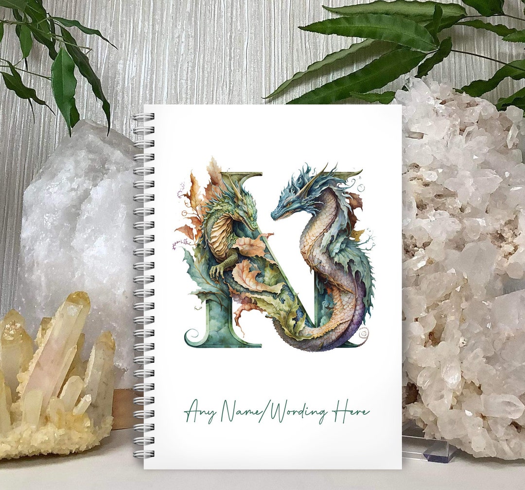 Personalized Dragon Initial Notebook: A5 Wirebound Monogram Softback ...