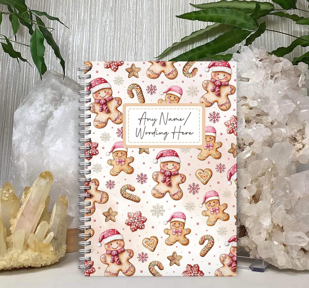 Personalized Christmas Gingerbread Notebook: A5 Wirebound Softback ...