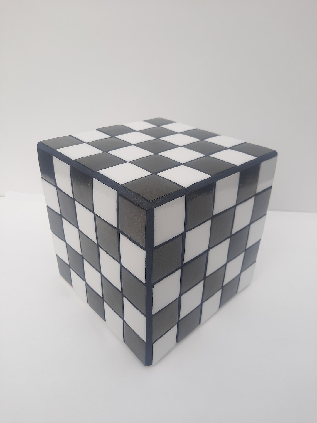 Black and White Checkerboard Design Cube, Artistic Decoration, Numbered ...