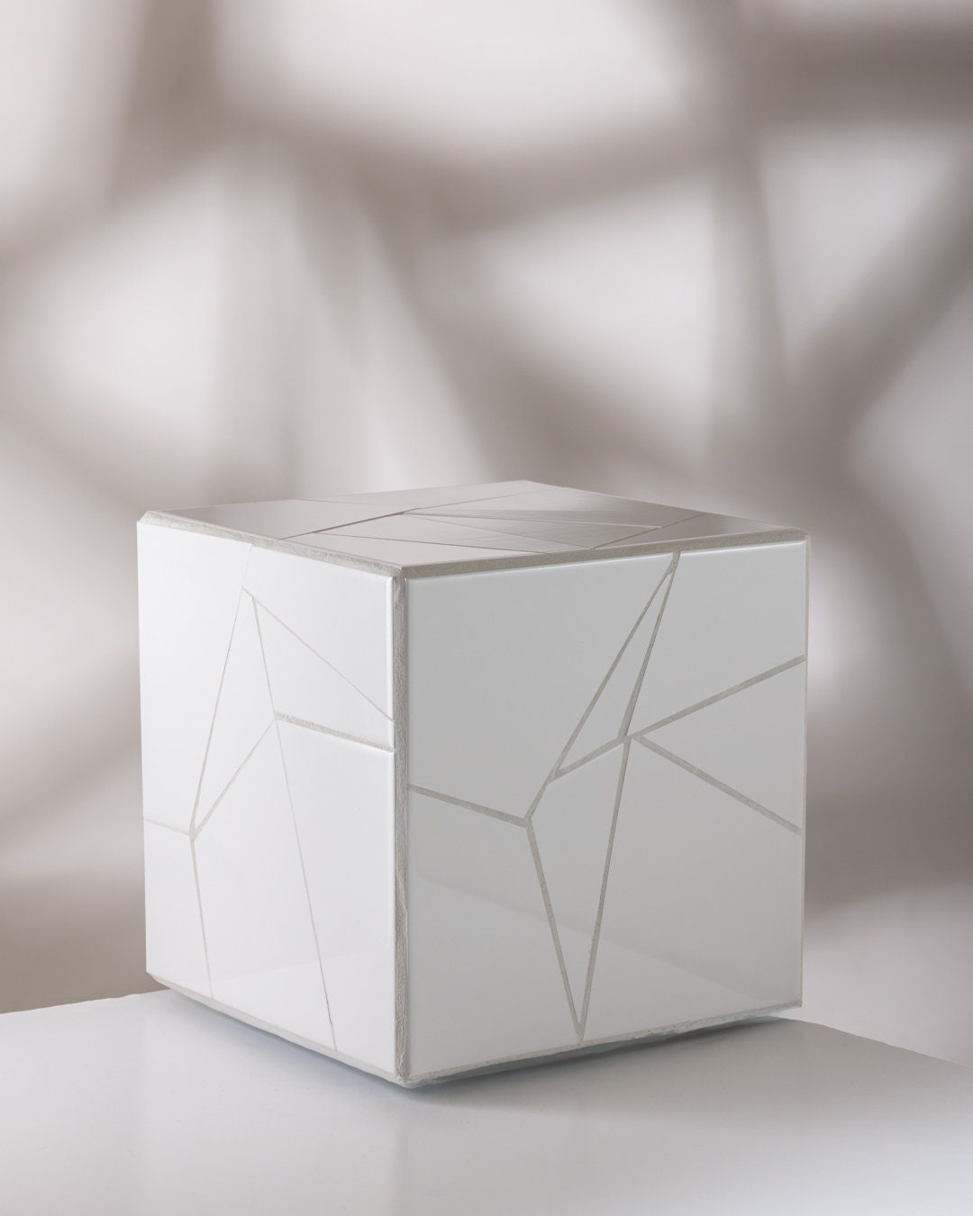 White Ceramic Side Table, Sofa End Table or Cube Seat for the Garden or ...