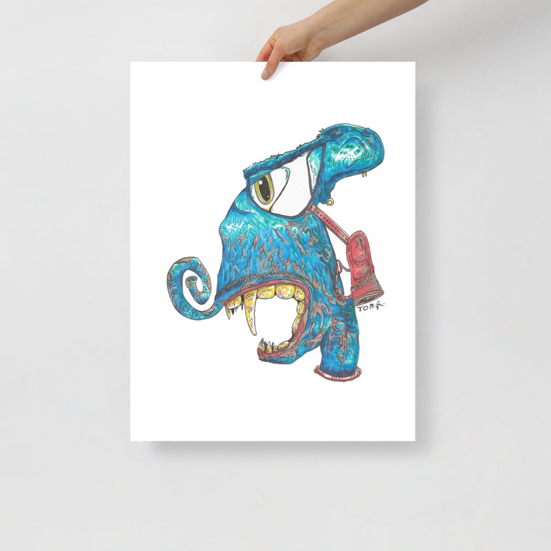 Elephant Wall Art, Abstract Blue Elephant, Elephant Trunk Poster, Blue ...
