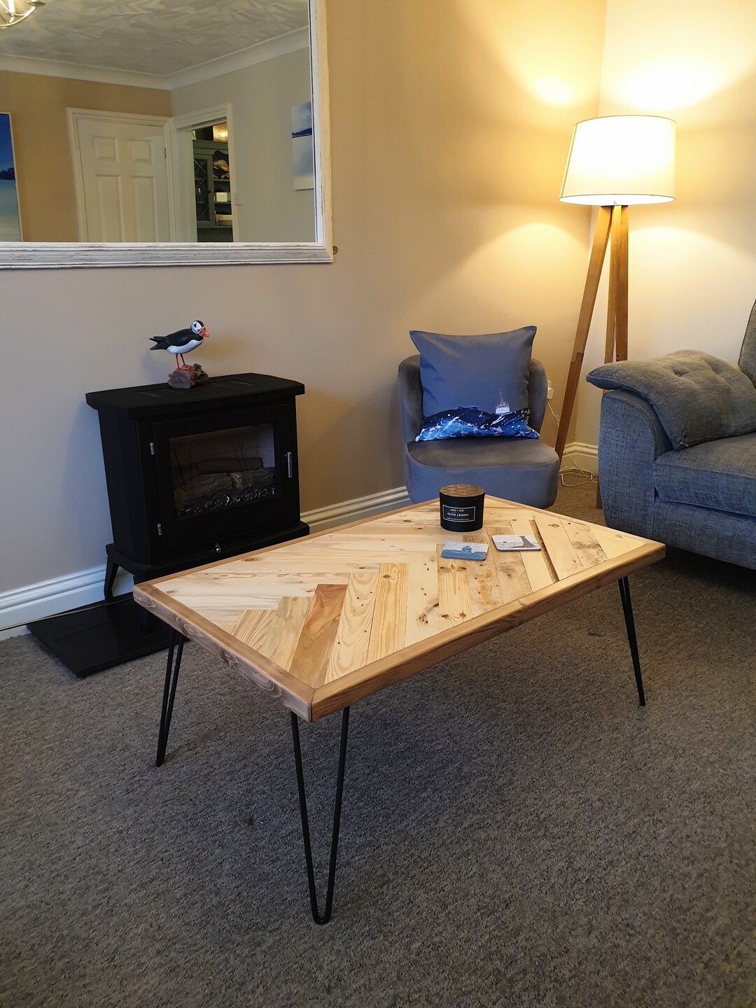 Wooden Coffee Table / Herringbone Coffee Table / Bespoke Coffee Table / Plank Table / Pallet ...