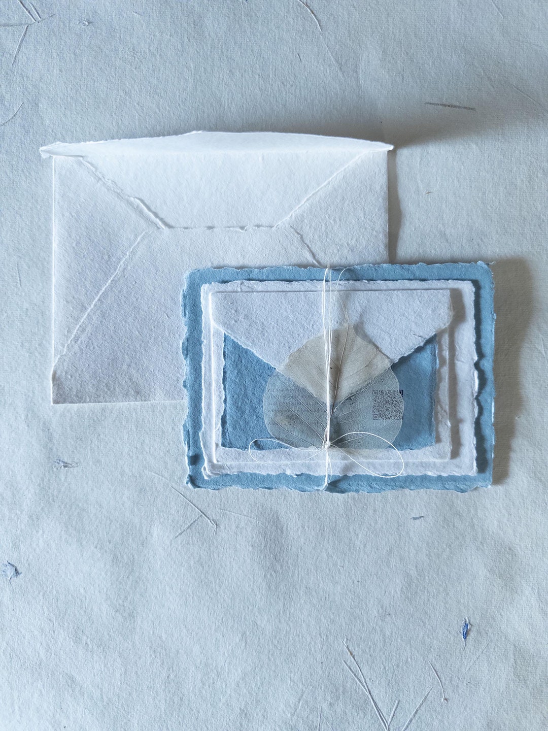 Invitation Set , 5x7 Inch Paper, Dusty Blue Multiple Color Handmade ...