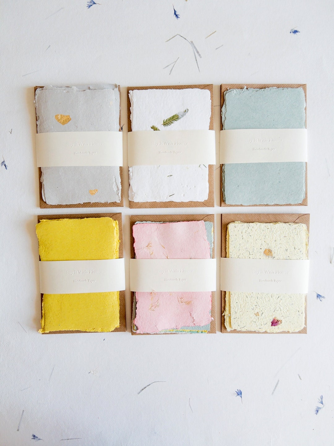 Handmade Deckle Edge Paper With Envelop, Real Pressed Flower( A6 ...