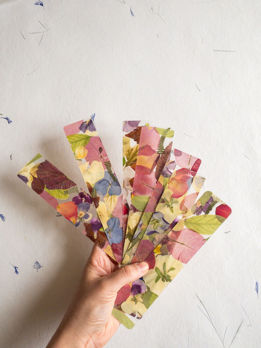 Transparent pressed flower bookmark, mixed flowers, handmade bookmark ...