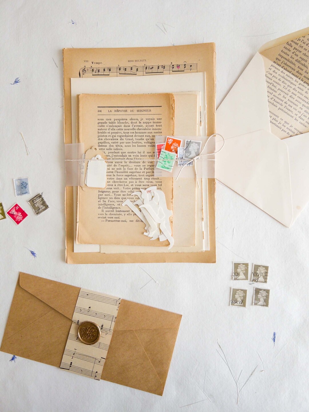 Old Book Paper Bundle , Snail Mail Paper , Stationery Paper Bundle ...