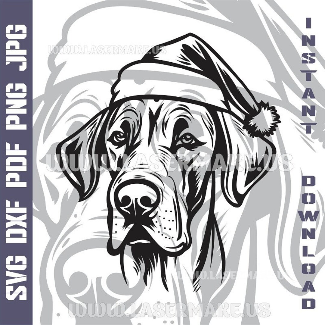 Great Dane Santa Dog SVG File Cut File for Cricut Printable Png SVG Dxf ...