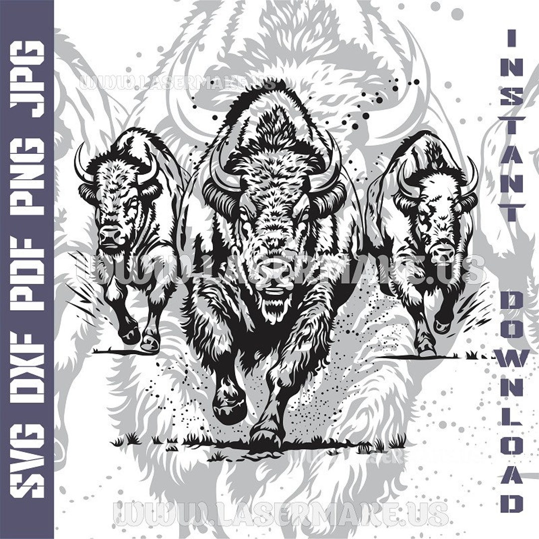 Running Bisons SVG File Cut File for Cricut Printable Png - Etsy Canada