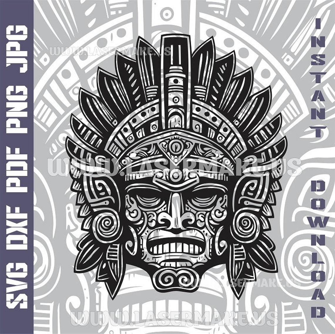 Mayan Tribal Mask SVG File Cut File for Cricut Printable Png SVG Dxf ...