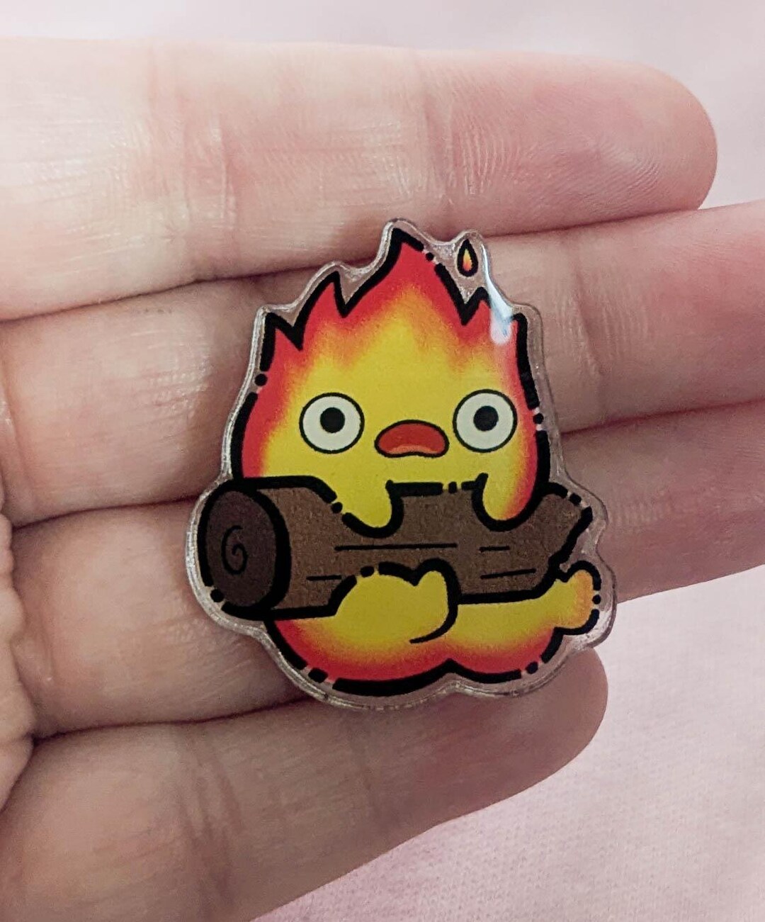 Calcifer Howl's Moving Castle Acrylic Pin, Vibrant Anime Collectible ...