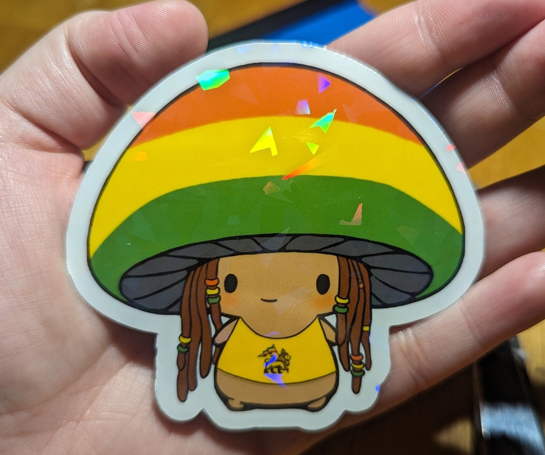 Rastafarian Mushroom Decal Holographic Rasta Mushroom Sticker ...