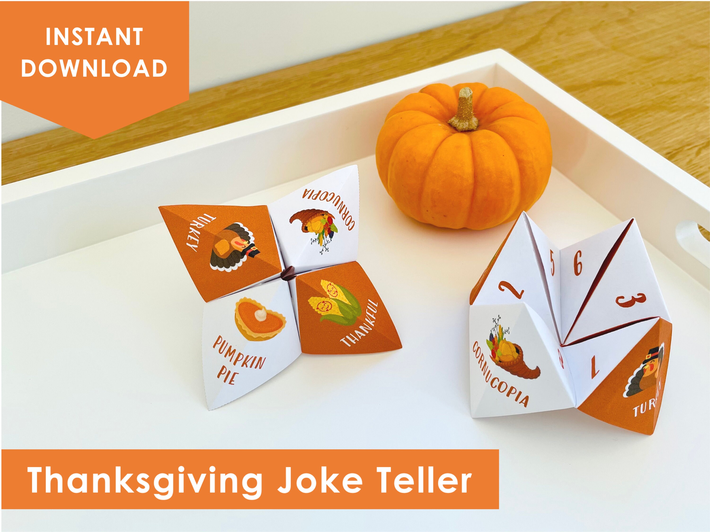 Thanksgiving Cootie Catcher, Thanksgiving Joke Teller, Printable Cootie ...