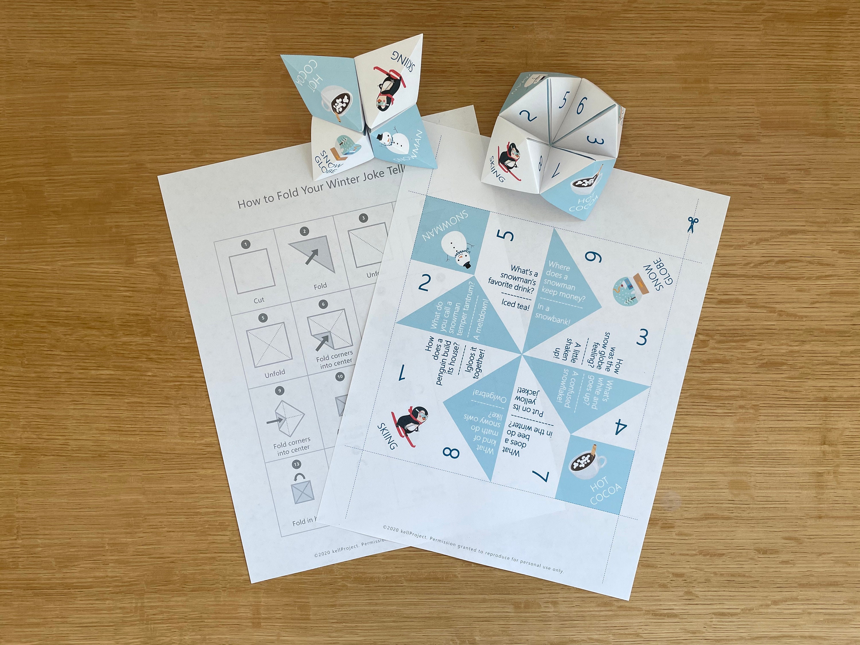 Winter Cootie Catcher, Winter Joke Teller, Printable Cootie Catcher ...