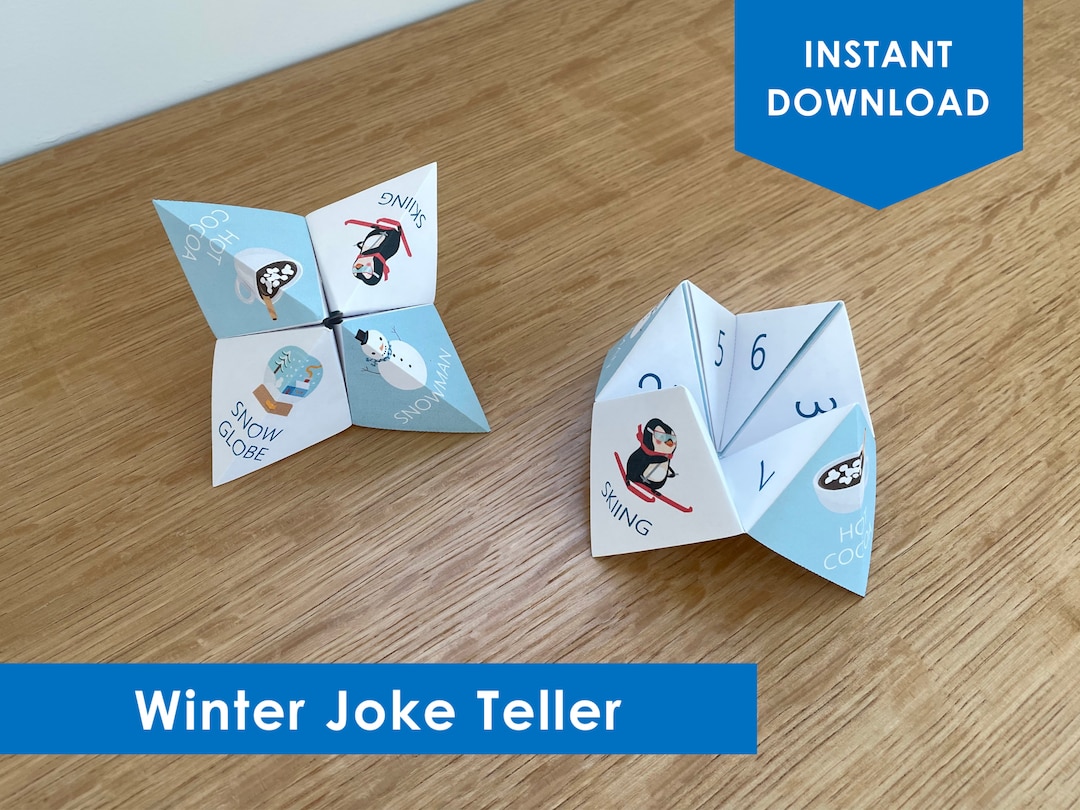 Winter Cootie Catcher, Winter Joke Teller, Printable Cootie Catcher ...