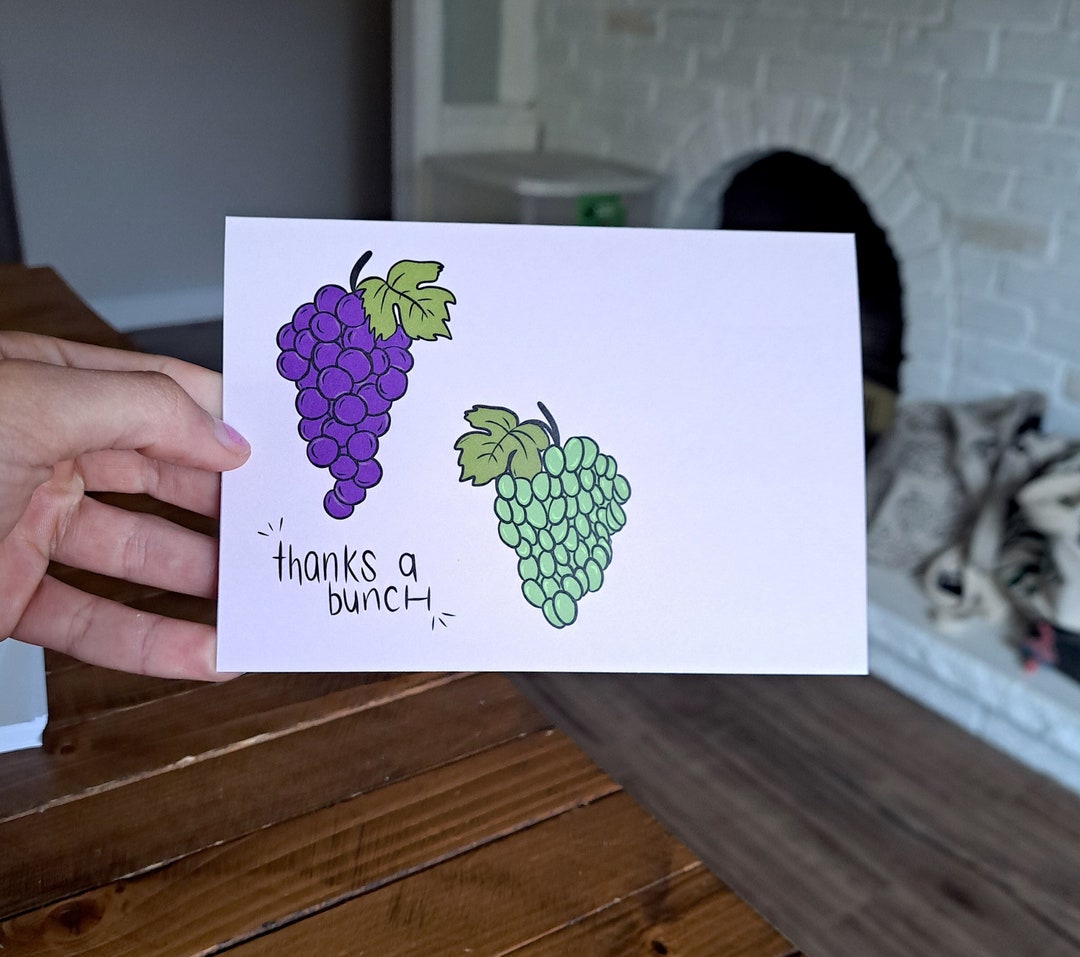 Thank You Card Gratitude Card Thanks a Bunch Grape Card Thank You ...