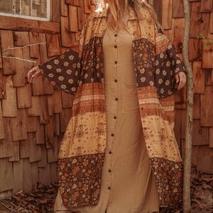 Boho Desert Solstice Sun Moon Maxi Shirt Dress, Neutral Patch Bohemian ...