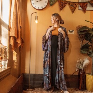Boho Chic Moondance Duster Kimono, Open Front Tie Dye Cardigan, Hippie ...