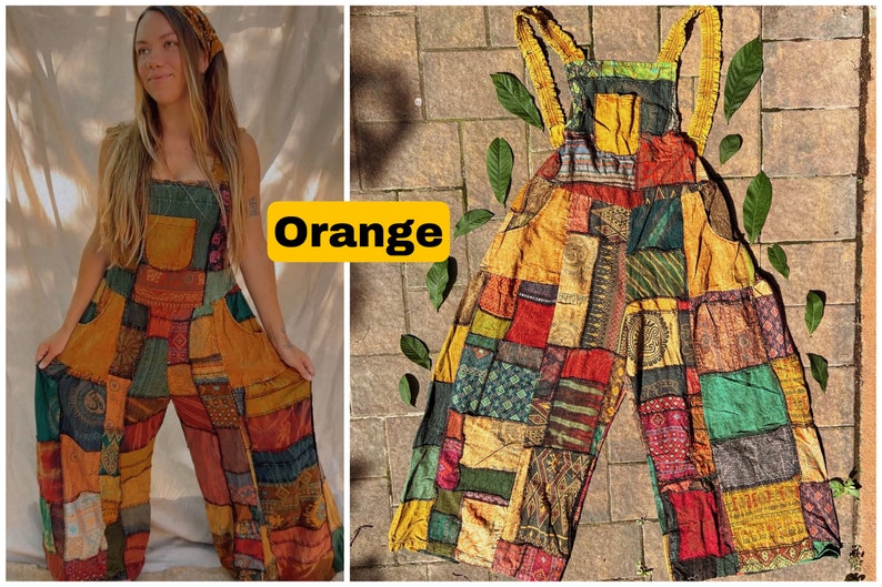 Hippie Patchwork Baggy Wide Leg Overalls Unisex, Festival Jumper ...