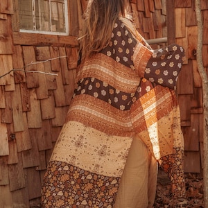 Boho Desert Solstice Sun Moon Maxi Shirt Dress, Neutral Patch Bohemian ...