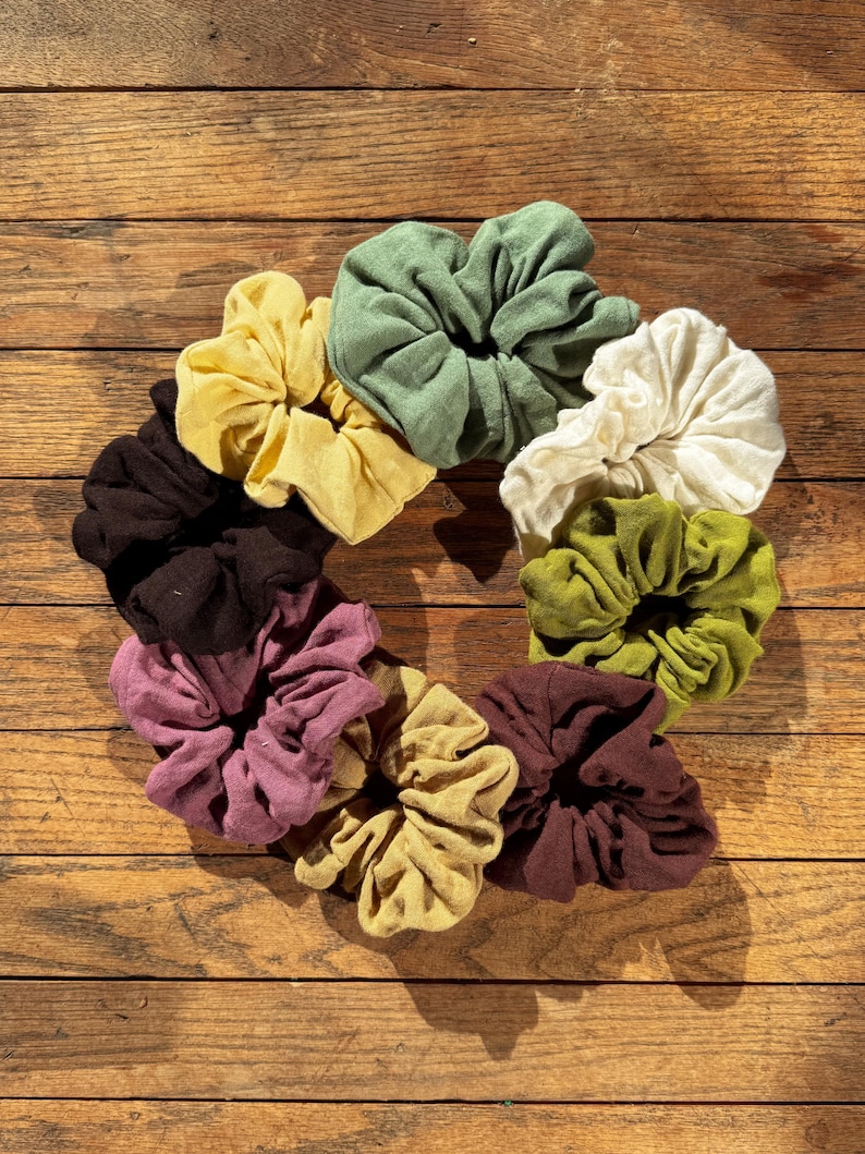 ORGANIC Cotton Bamboo Boho Scrunchies, Bridesmaid Gift, Hair Scrunchies ...