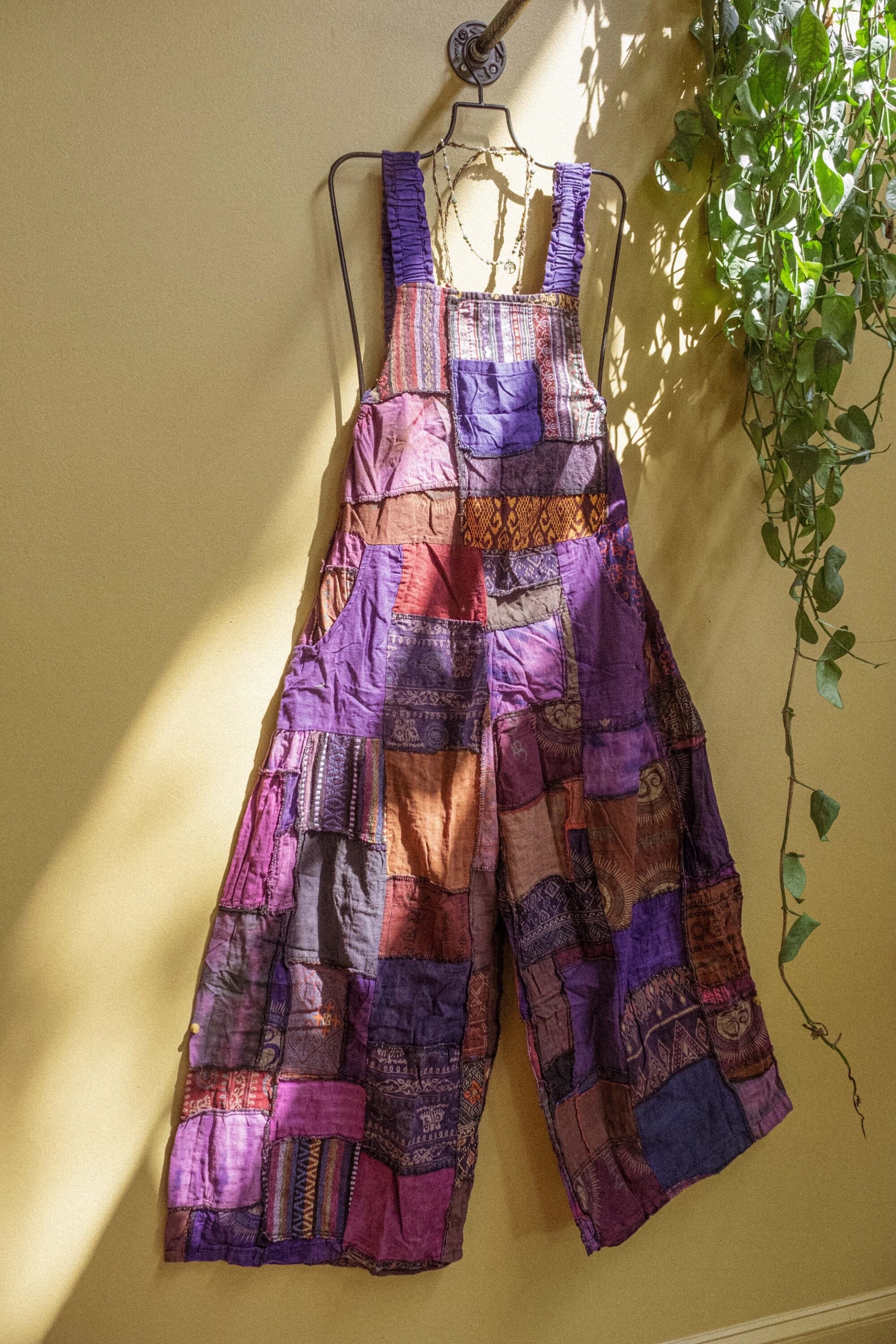 Hippie Patchwork Wide Leg Cotton Overalls Unisex, Festival Jumper ...