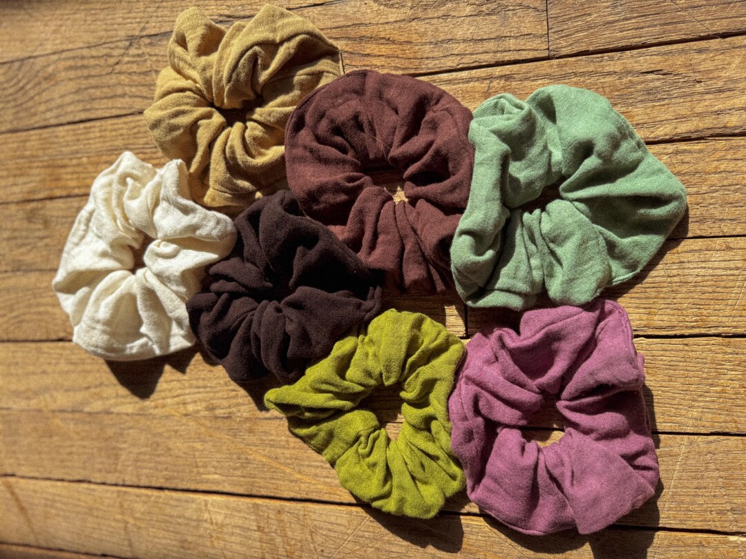 ORGANIC Cotton Bamboo Boho Scrunchies, Bridesmaid Gift, Hair Scrunchies ...