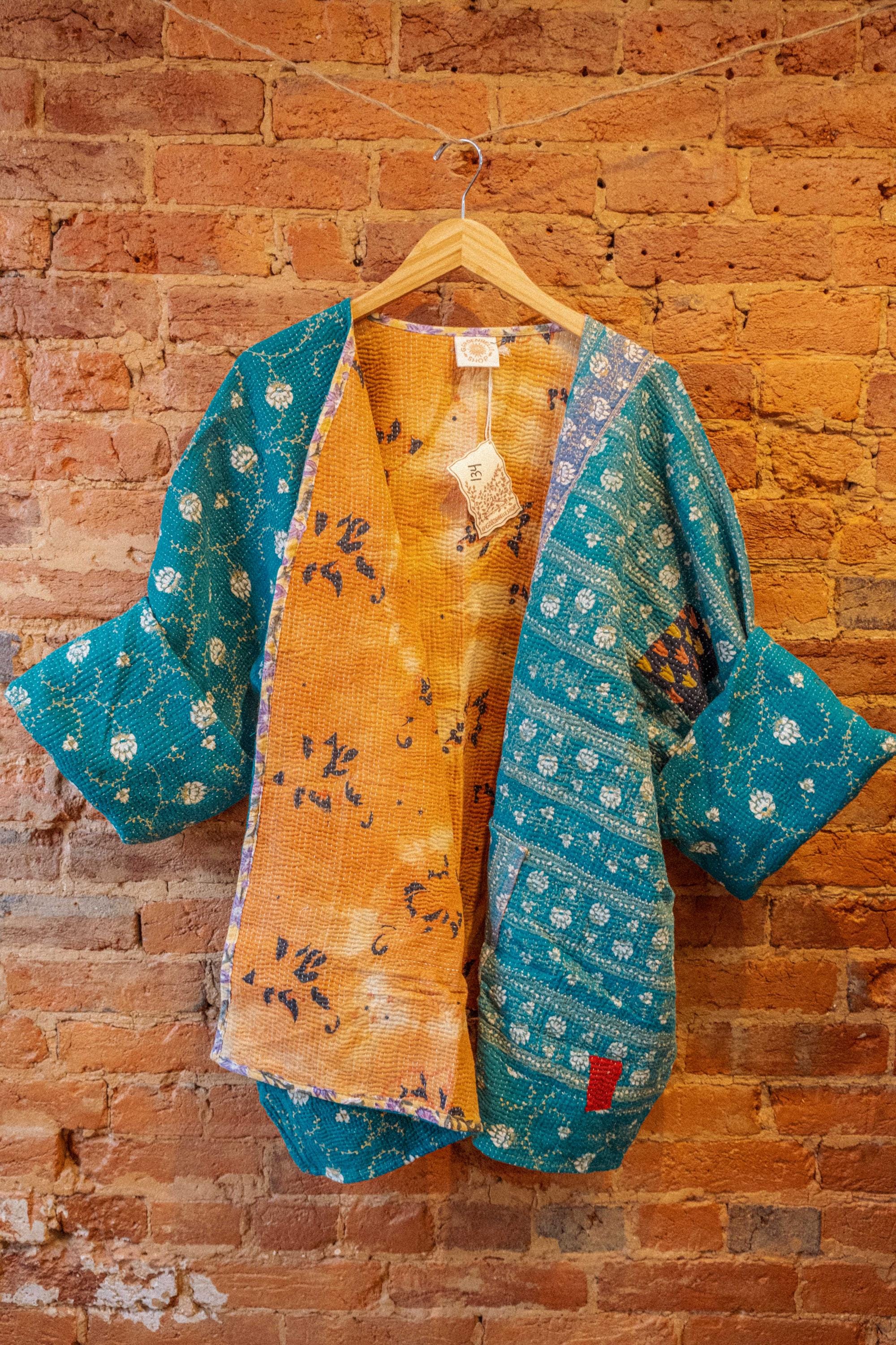 Bohemian Kantha Vintage Sweater Jacket Top, Hippie Boho Upcycled Kantha ...