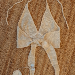 Earthy Bohemian Mesh Recycled Cotton Bralette, Natural Festival Bra Top ...