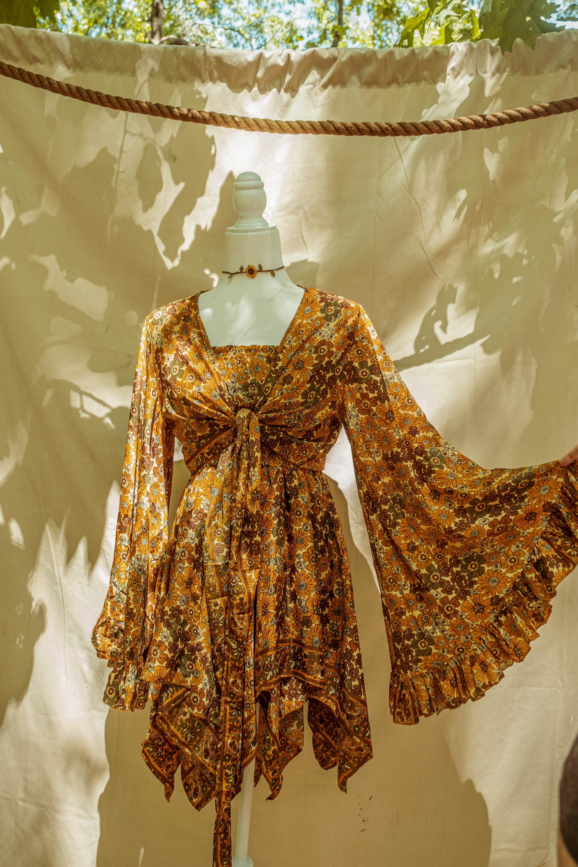 Hippie Boho 2 Piece Dress Outfit Set 70s Style Bell Sleeve - Etsy