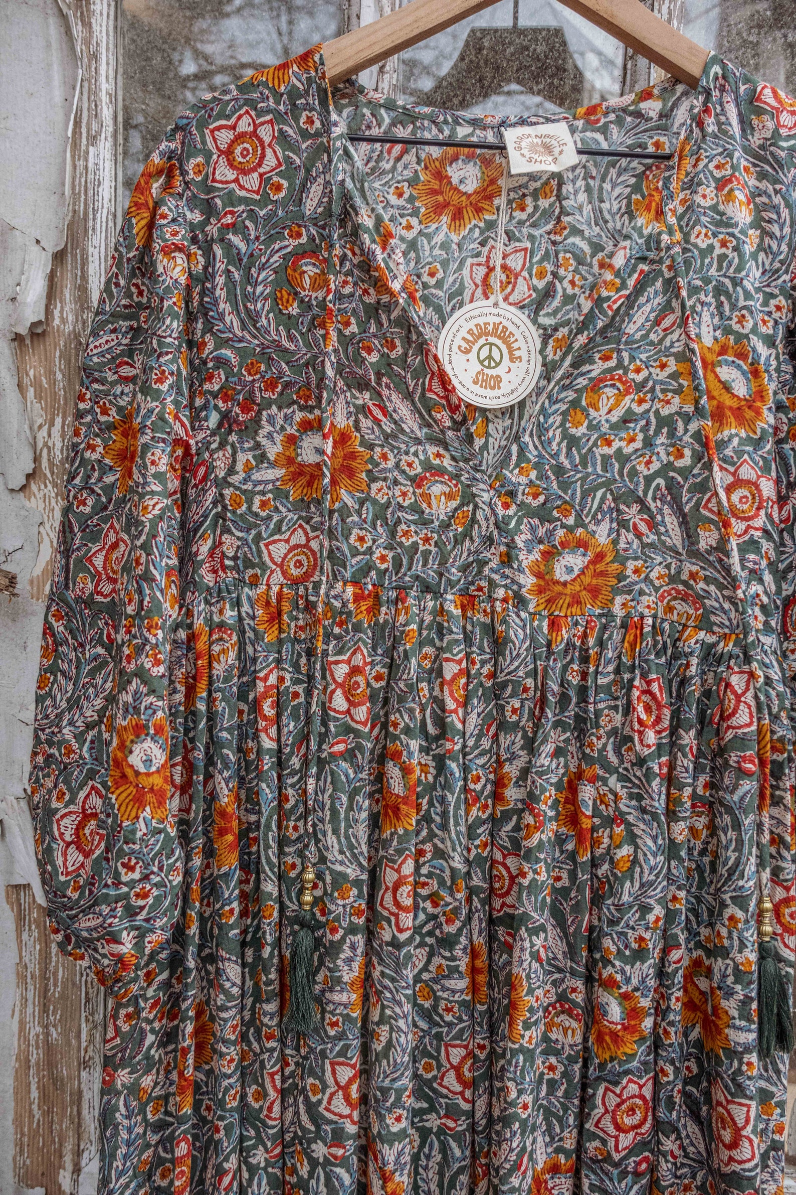 ORGANIC Hand Block Printed Boho Maxi, Cottage Core Maternity Floral ...