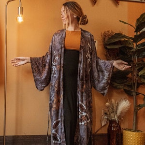 Boho Chic Moondance Duster Kimono, Open Front Tie Dye Cardigan, Hippie ...