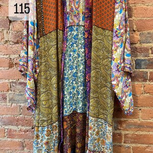 Hippie Bohemian Patchwork Silk Kimono, Choose Your Color, Recycled Silk ...