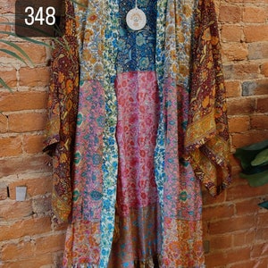 Hippie Bohemian Patchwork Silk Kimono, Choose Your Color, Recycled Silk ...